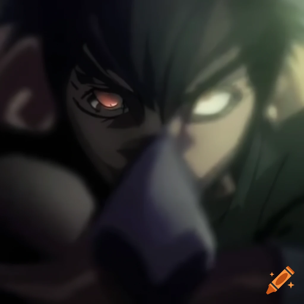 Anime fight scene with black-haired character battling a boar in ...