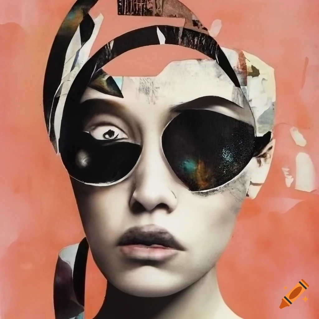 Collage art with photorealistic images of women and detailed textures ...