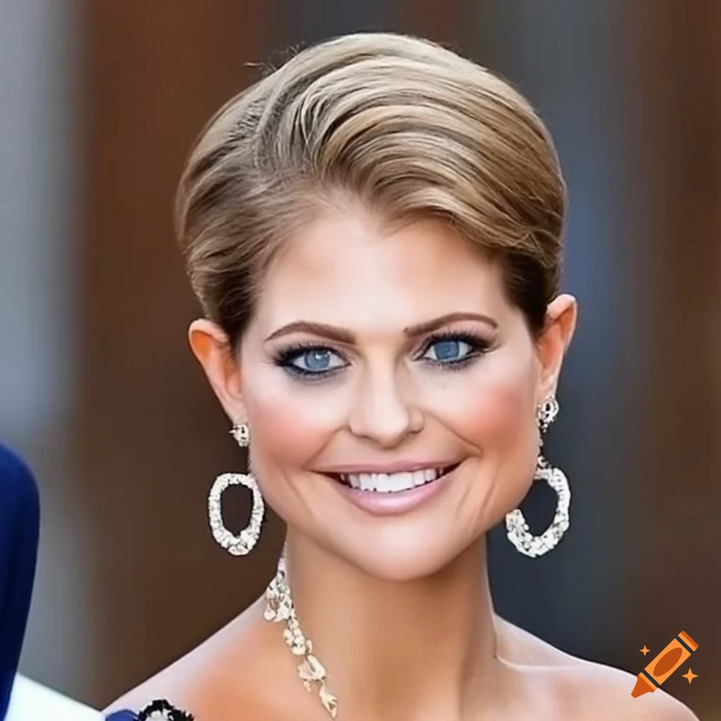 Princess Madeleine with a trendy buzz cut hairstyle on Craiyon