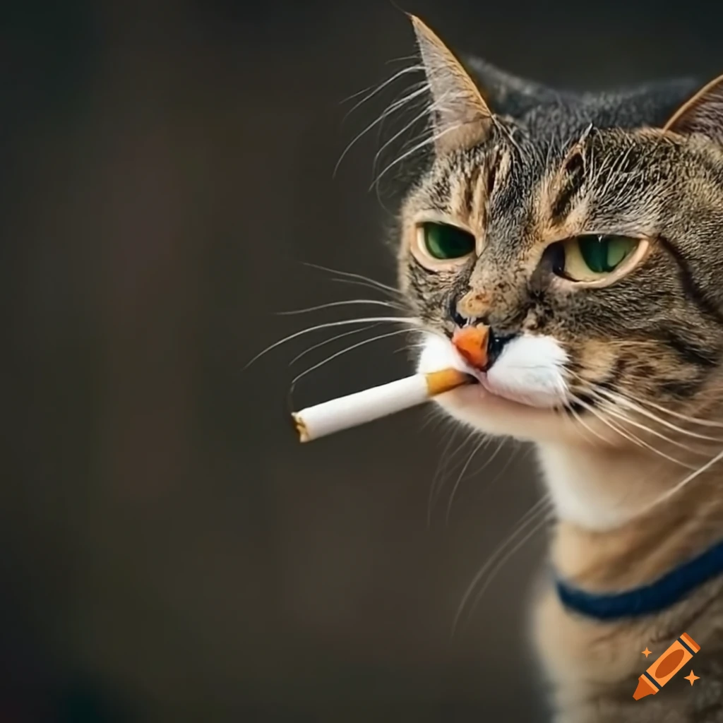 Cat with a cigarette in its mouth on Craiyon