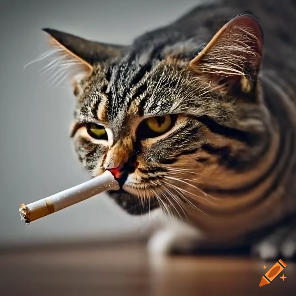 Cat with a cigarette in its mouth on Craiyon