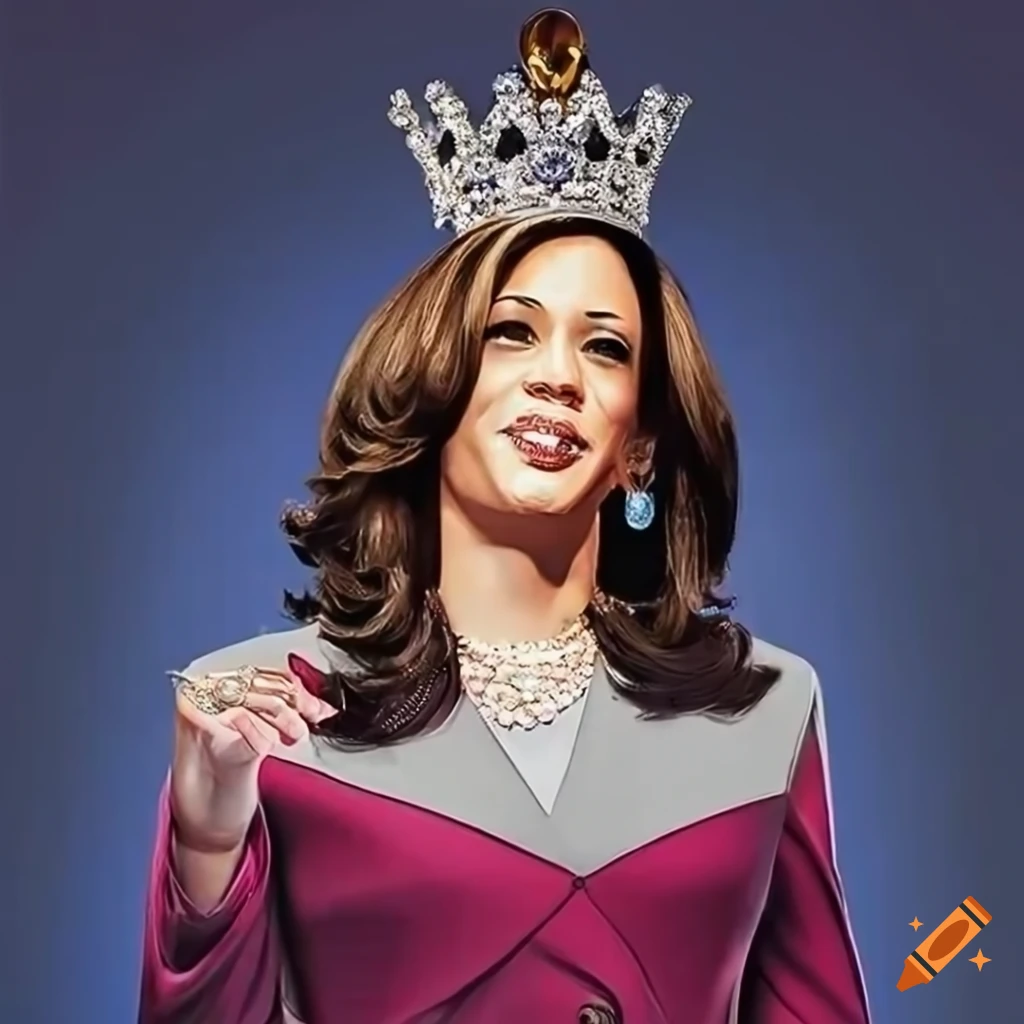 Portrait of the esteemed queen kamala harris adorned in regal attire at ...