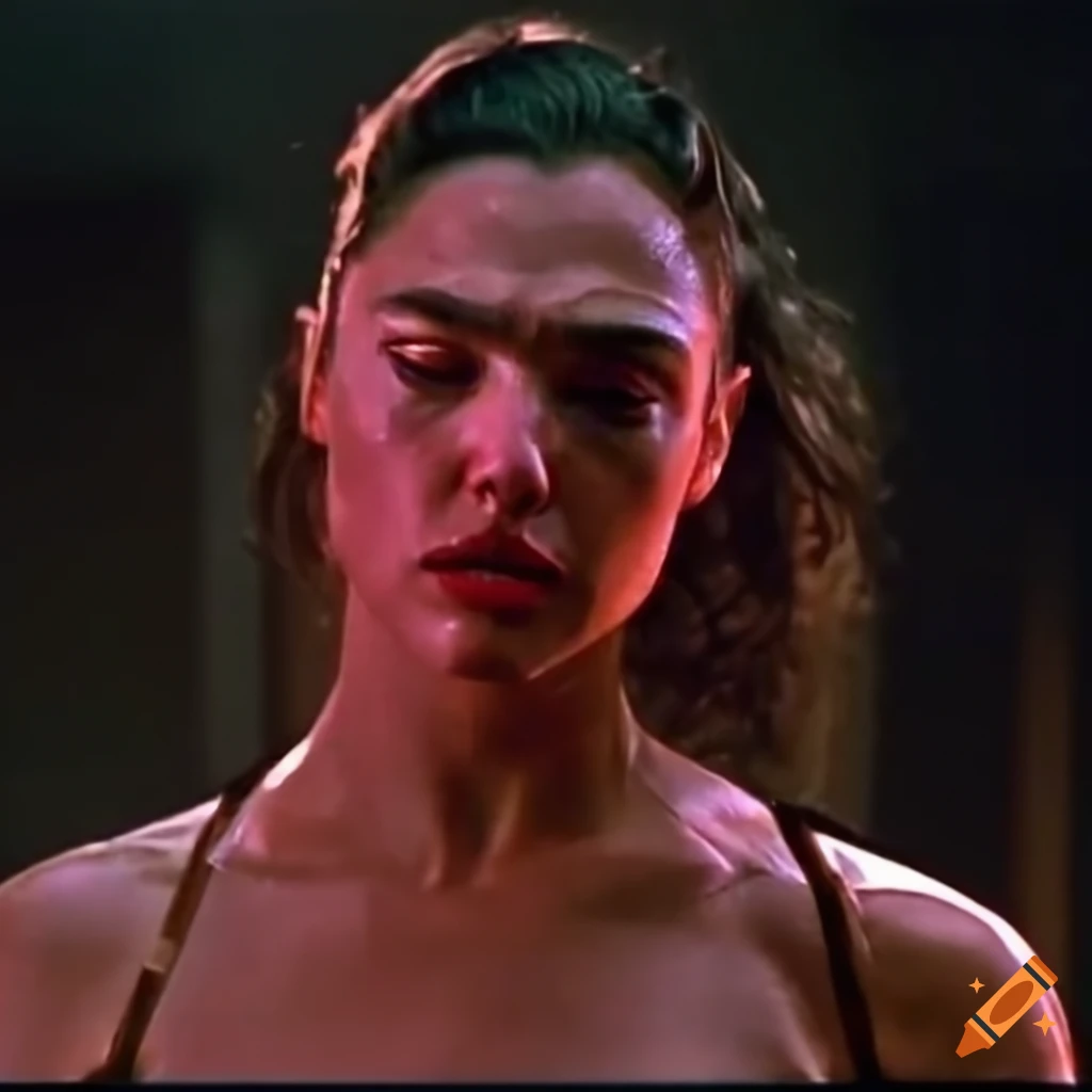 Gal Gadot in a dramatic 80's movie scene as a female martial fighter on ...