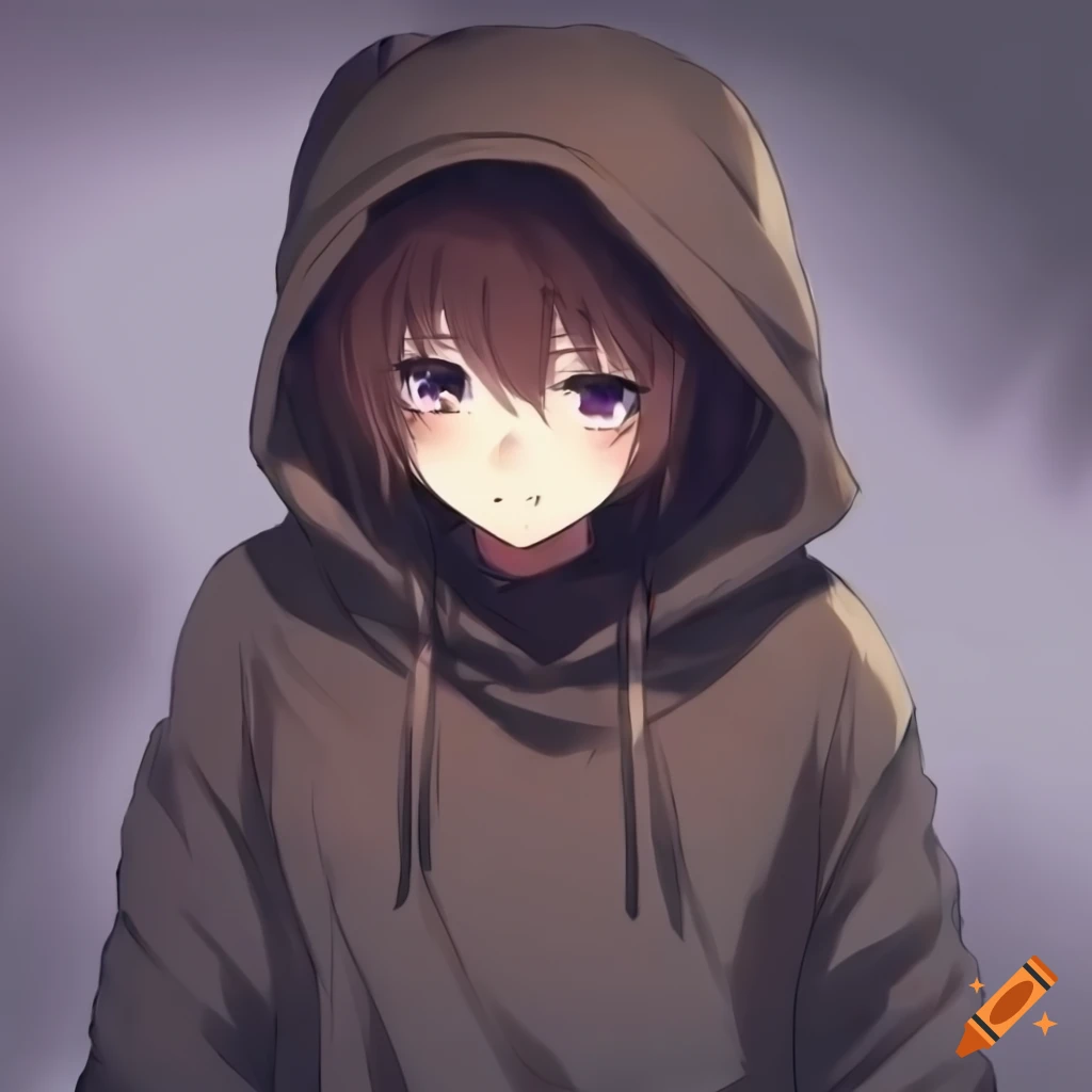 Young man in 2012 anime/moe style with black hoodie and medium dark ...