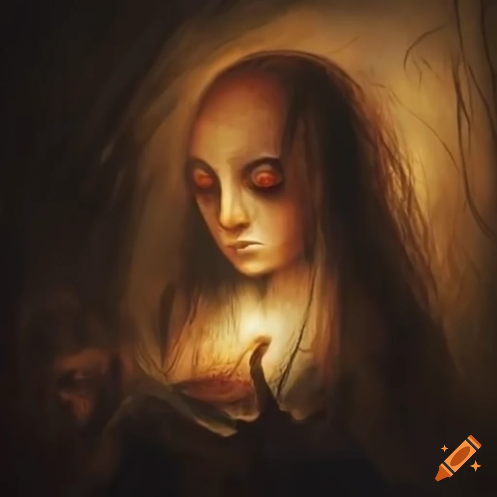 Intriguing and unsettling figure shrouded in darkness in a horror ...