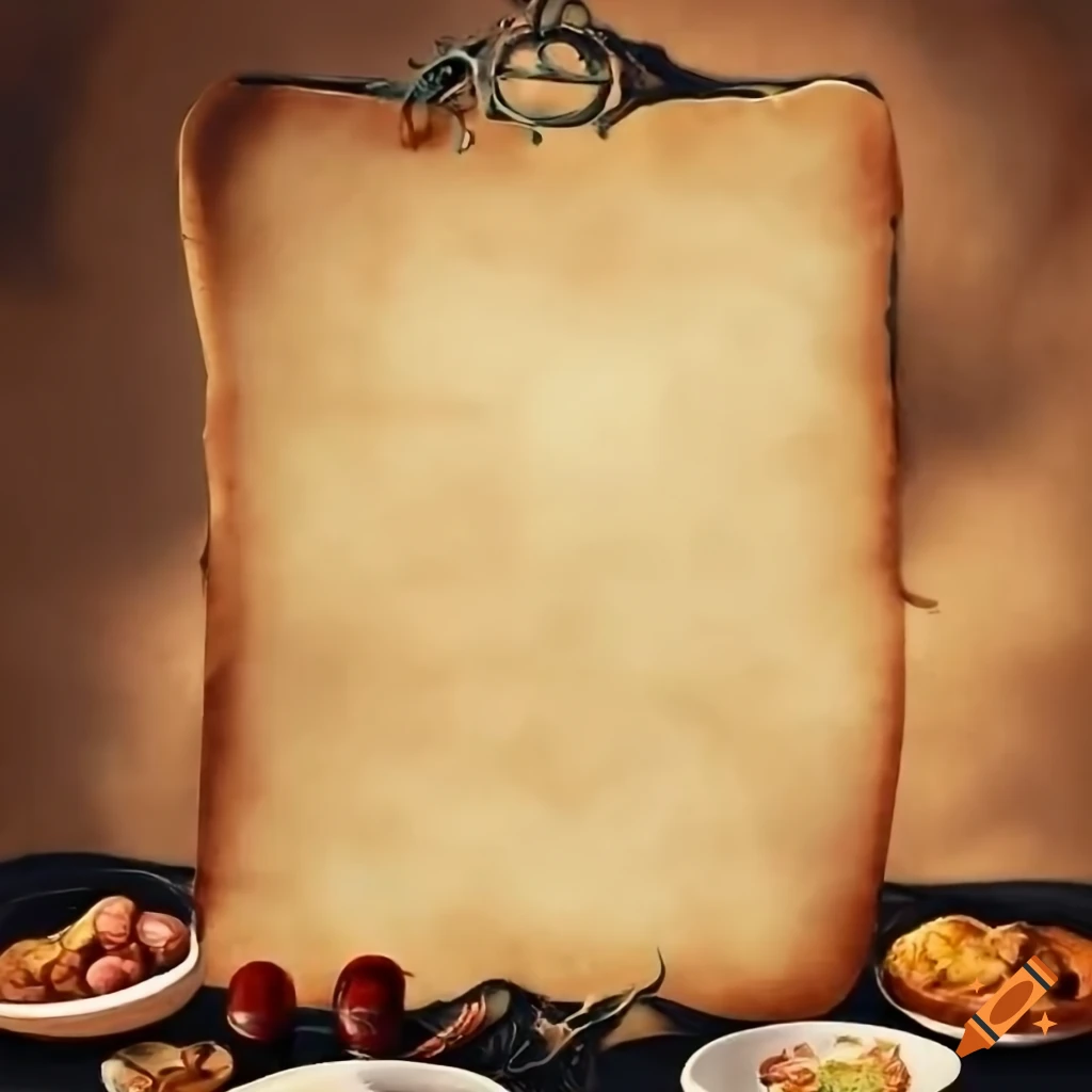 Vintage parchment sign-up sheet for a community potluck event on Craiyon