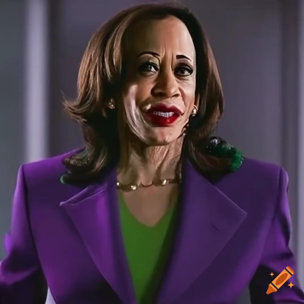 Kamala Harris as the Joker in a Batman-inspired art on Craiyon