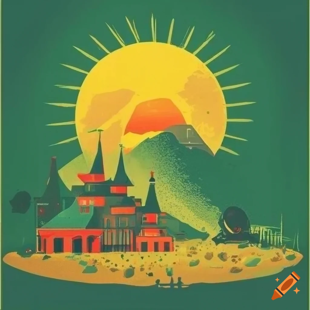 Vintage travel poster with old-school typography and exotic locations ...