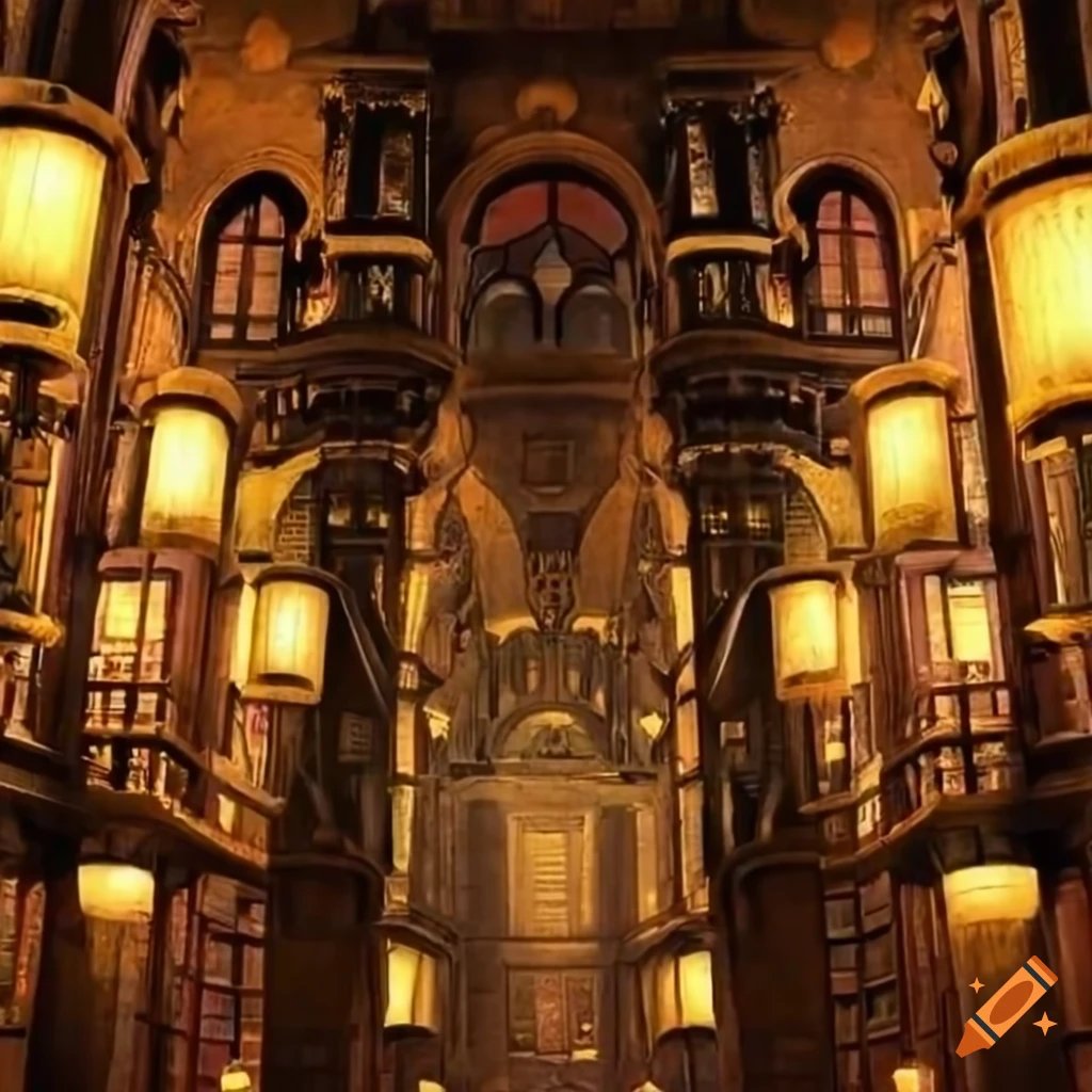 Subterranean library with lanterns and old scrolls on Craiyon