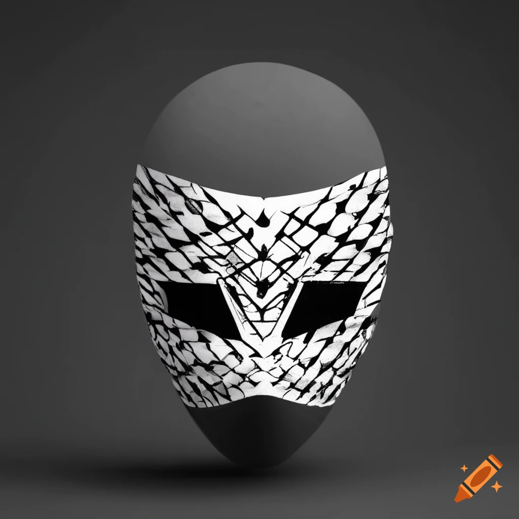 Black and white geometric pattern mask in minimalistic style on Craiyon