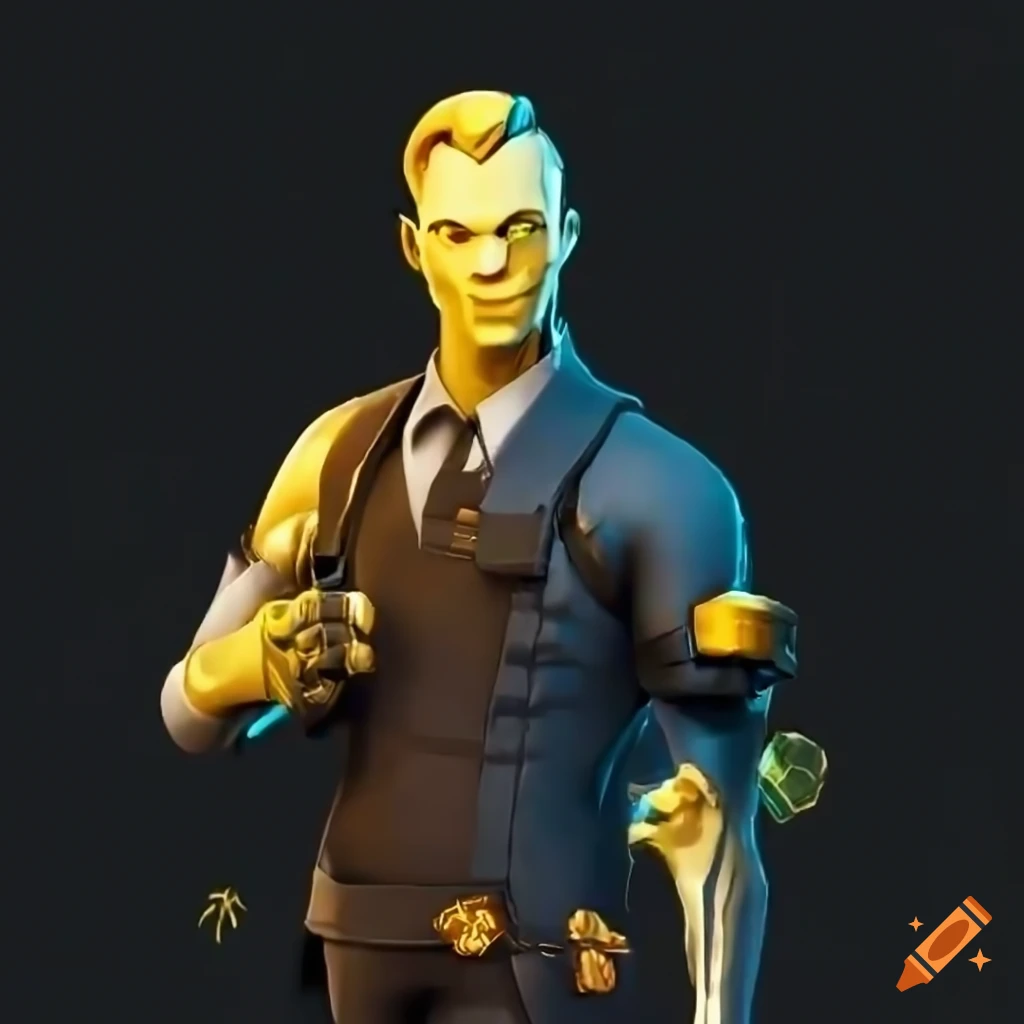 Midas touch skin in fortnite with gold particles on Craiyon