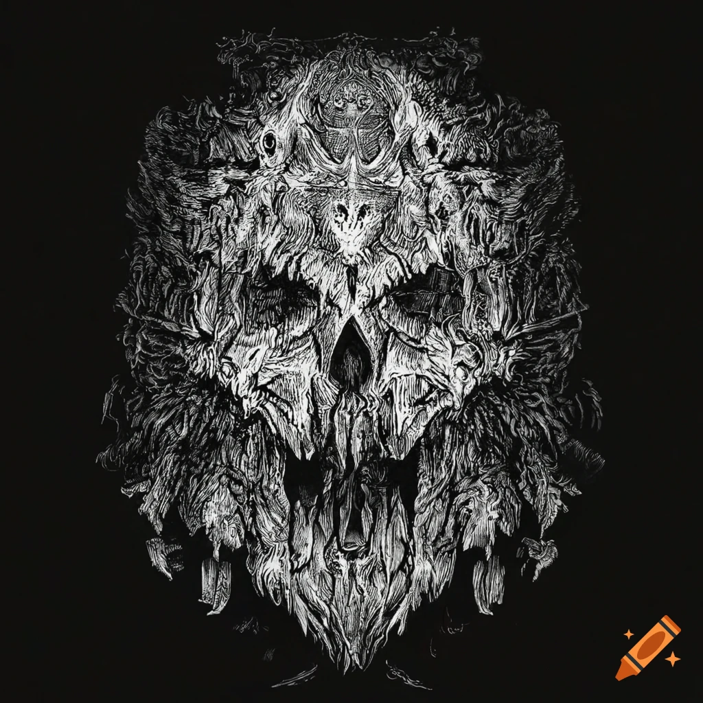 Highly detailed dark fantasy monochrome etching inspired by dark souls ...