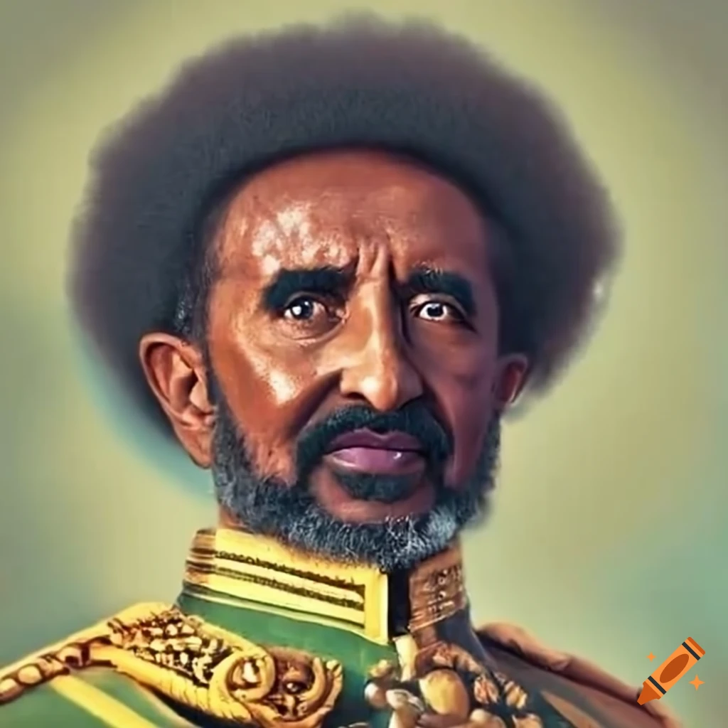 Haile Selassie shaking hands with Tedi Afro on Craiyon