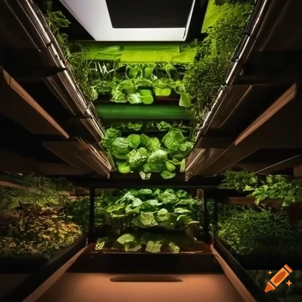 Modern indoor farming setup for impressive flowering plants on Craiyon