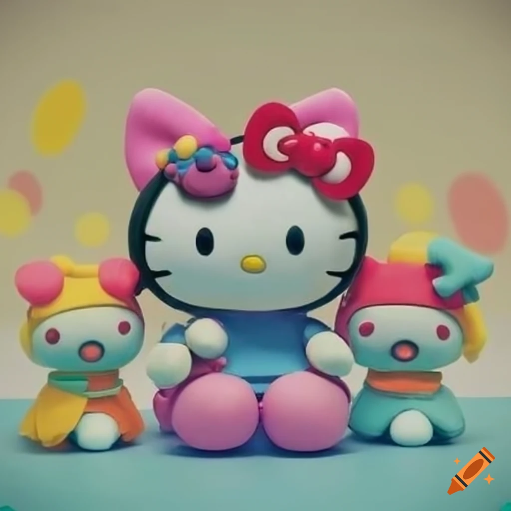Hello kitty with friends my melody, keroppi, and badtz-maru in a group ...
