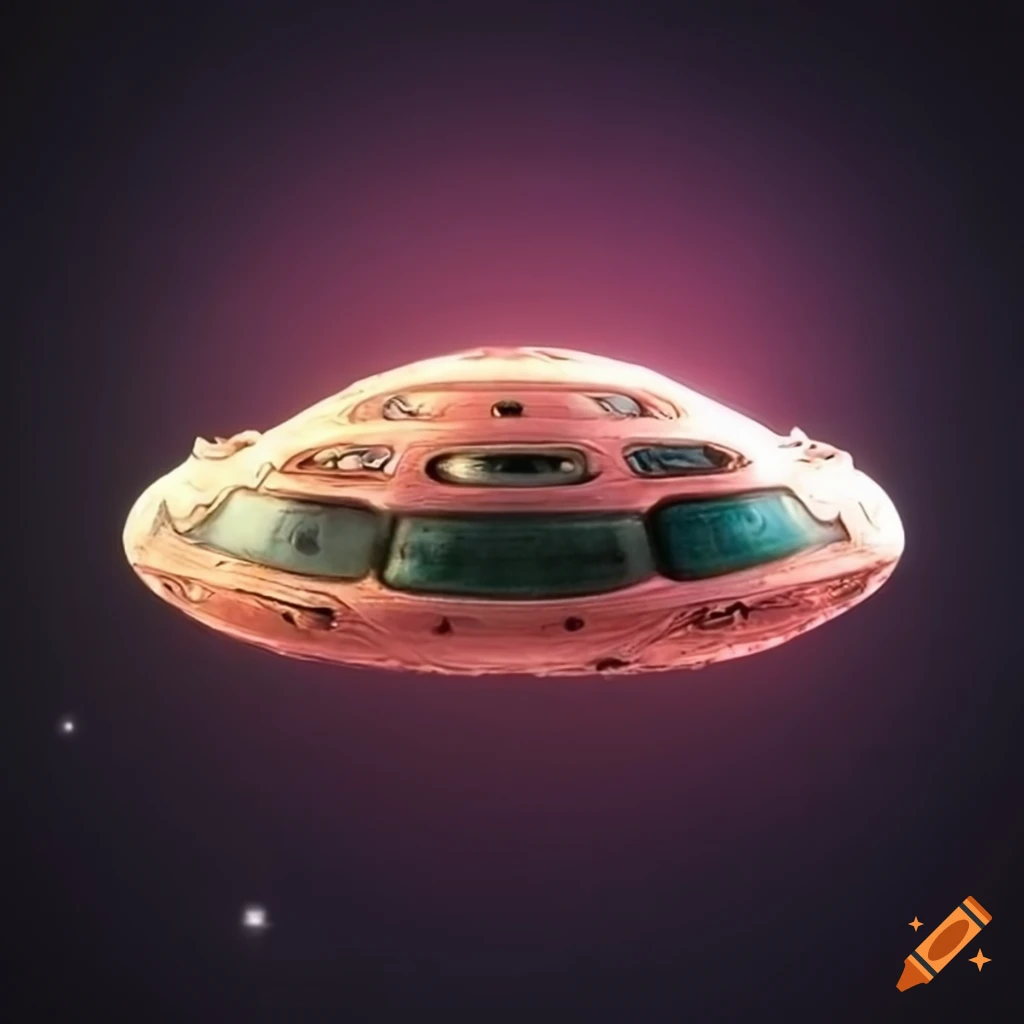 Biomechanical bioship flying saucer UFO in space on Craiyon