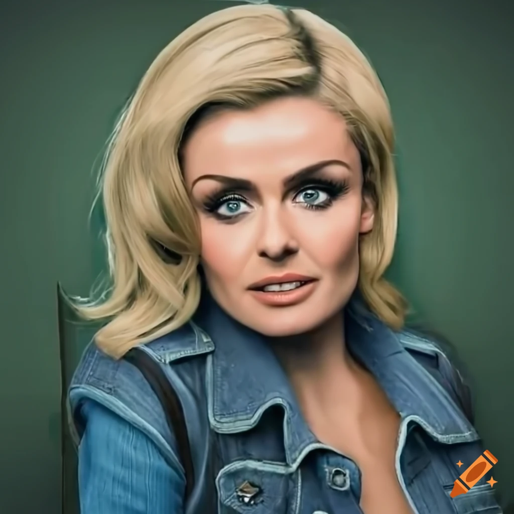 Blonde woman with outlaw biker style outfit in a photorealistic setting ...