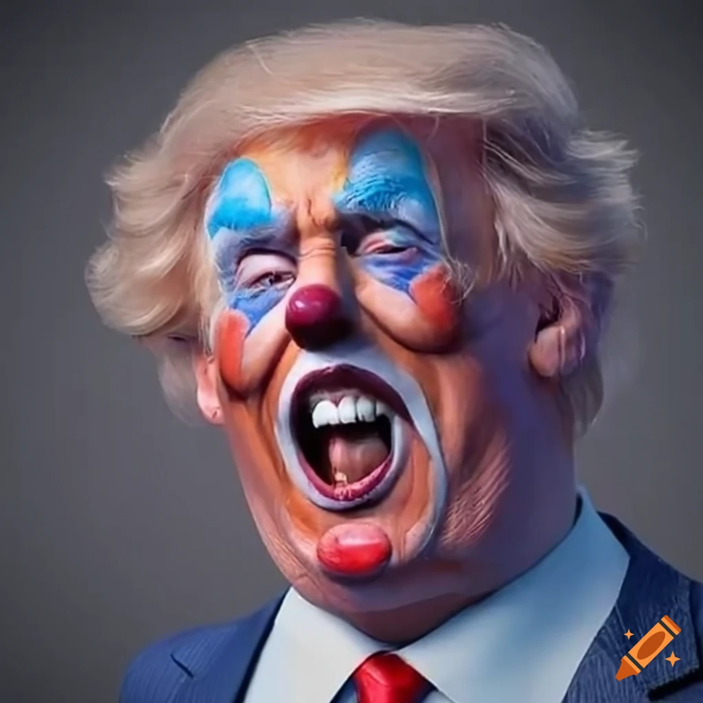Satirical depiction of a clown costume on a famous figure on Craiyon