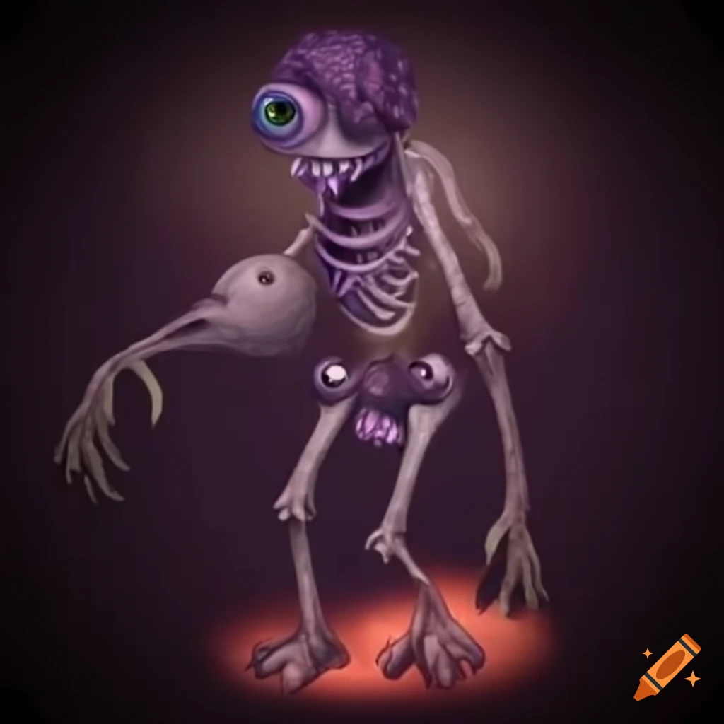 Pale skeletal creature from My Singing Monsters on Craiyon