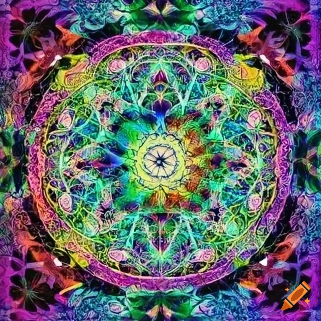 Intricate rainbow sacred geometry mandala with divine and spiritual ...