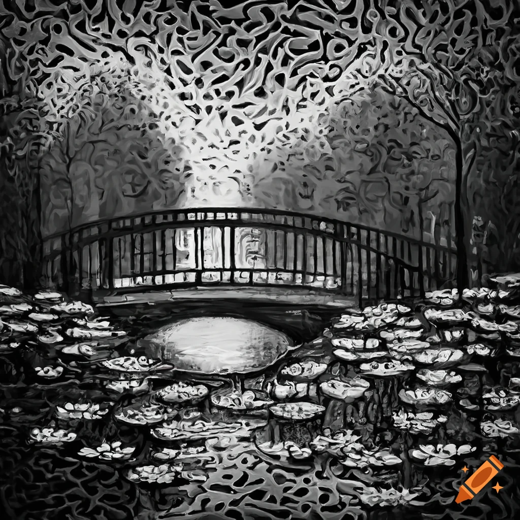 Elegant diffusion art inspired by monet's water lilies and japanese ...