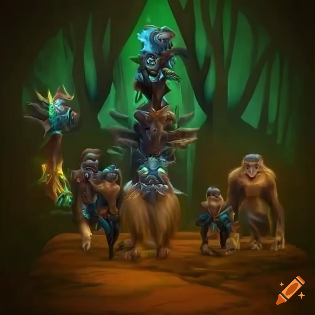 Monkeys around a Windfury Totem in a World of Warcraft environment on ...