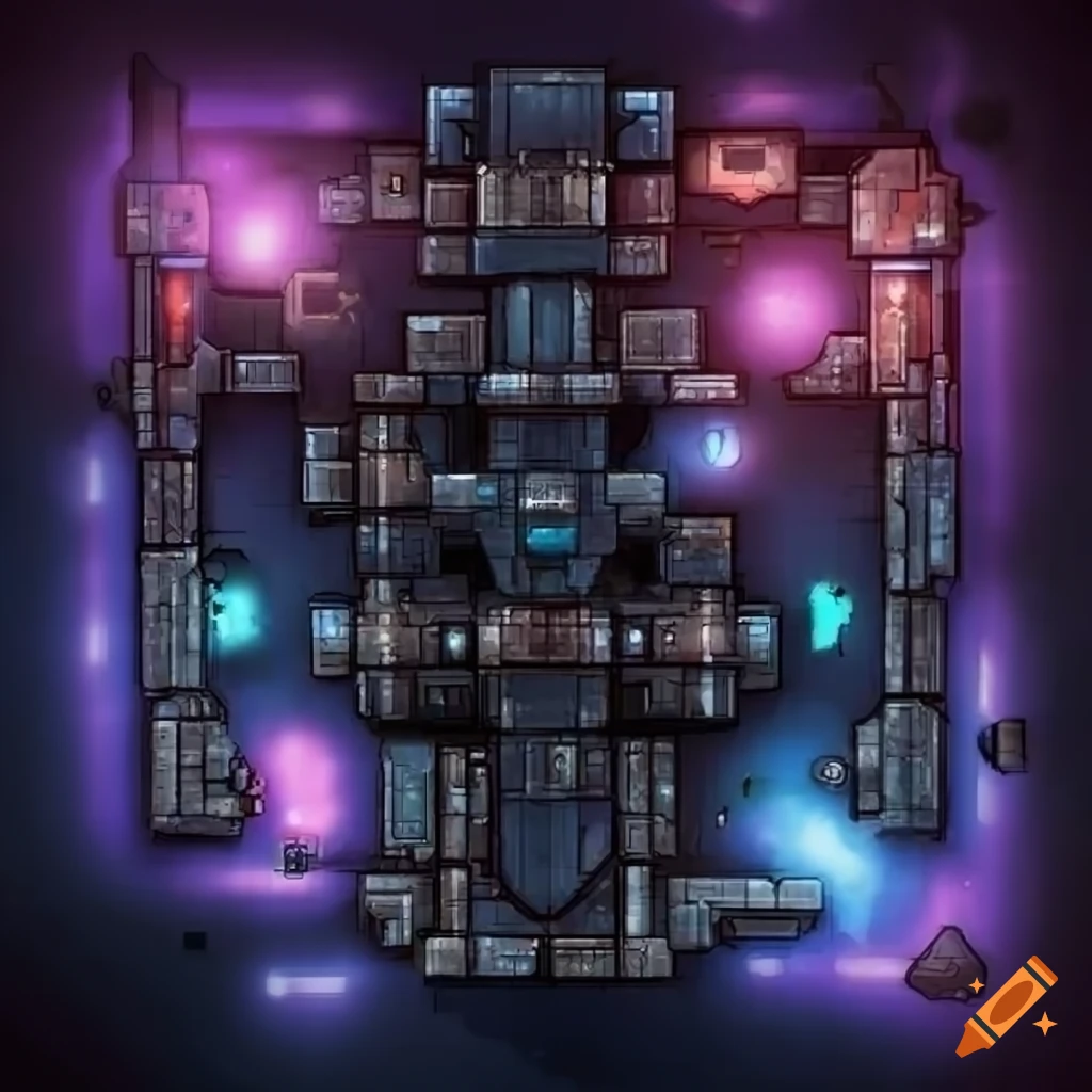 Top-down futuristic base building generator electricity battle map for ...