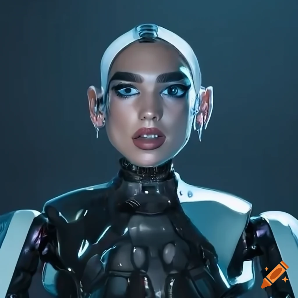 Closeup high quality 4k image of dua lipa robot on Craiyon