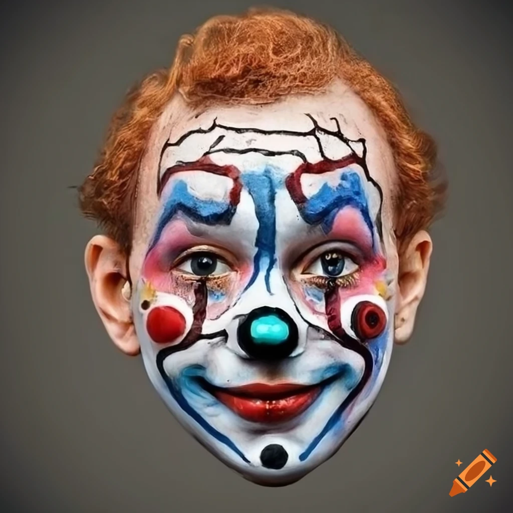 Exquisitely painted clown face with mesmerizing patterns on Craiyon