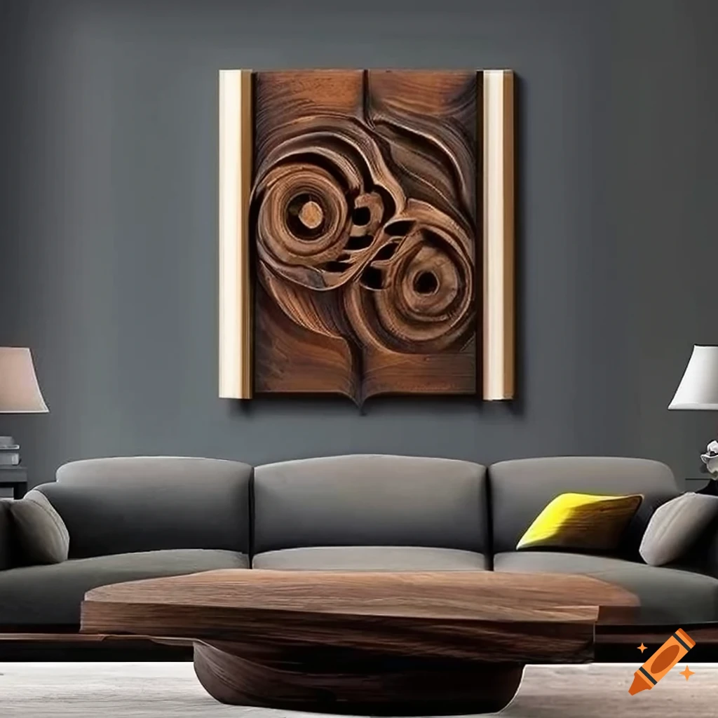 Luxurious wall art crafted from black walnut wood with masculine ...