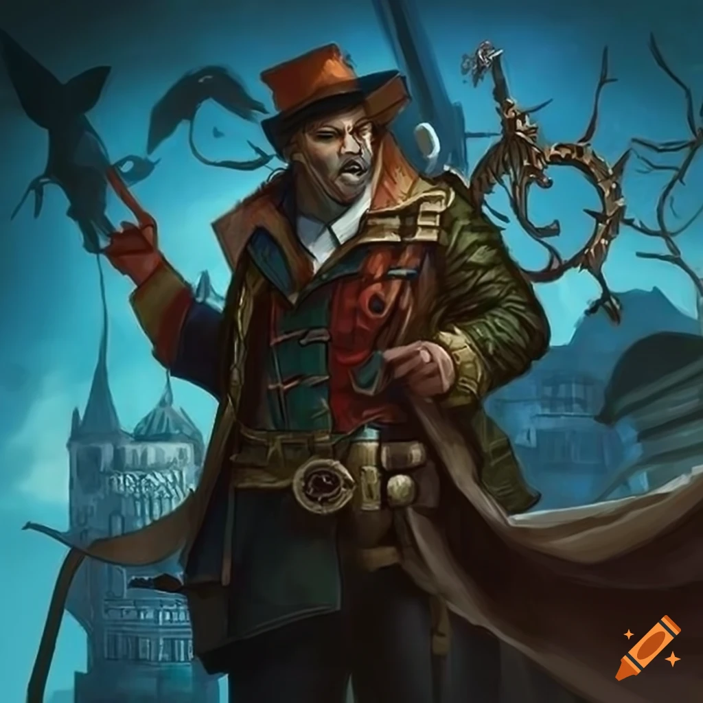 Shark gangster in steampunk attire in a magic the gathering themed ...