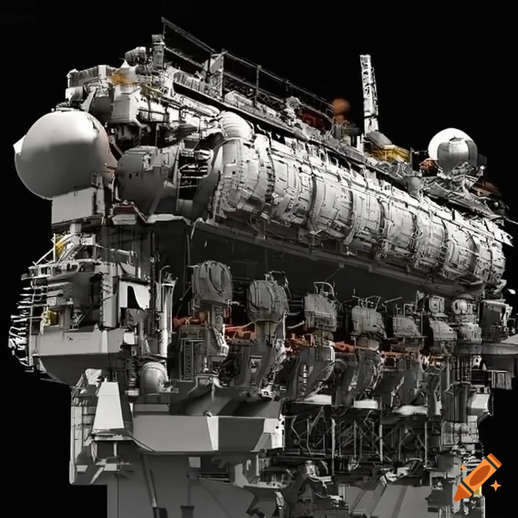 Powerful military spaceship with large engines on Craiyon