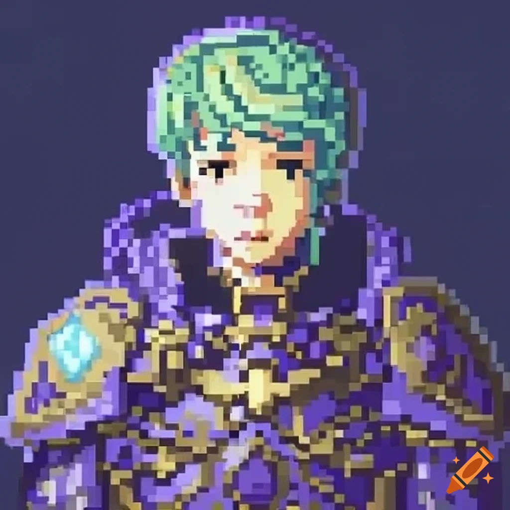 Pixel art of a male character from Fire Emblem: Sacred Stones in purple ...