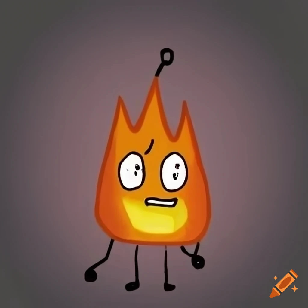 Creepy interpretation of Firey in a BFDI scene on Craiyon