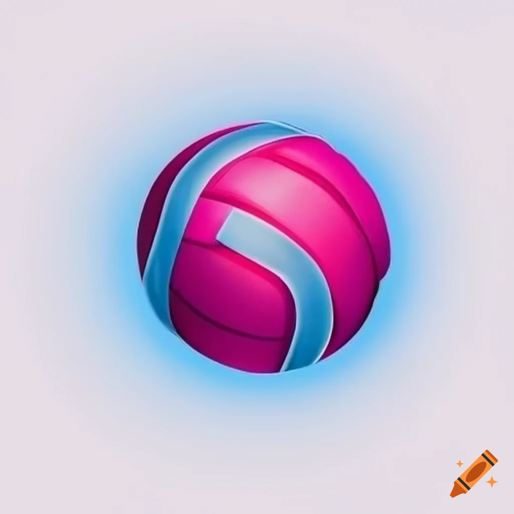 Inspiring volleyball team logo in vibrant pink and blue colors on Craiyon