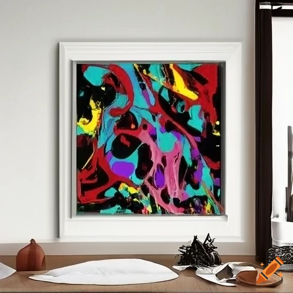Abstract expressionist minimalist style artwork with dynamic spots and ...