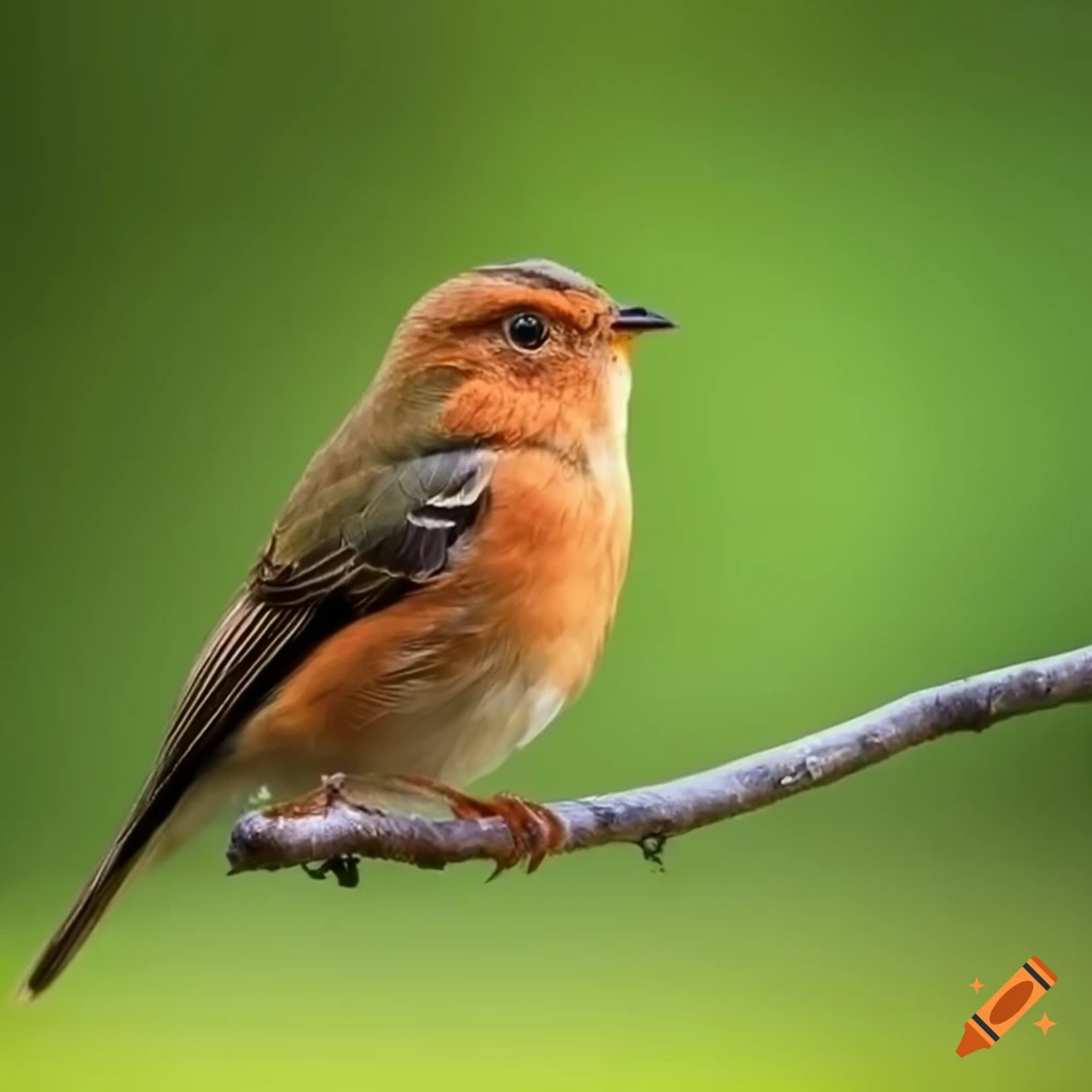 Northern european bird on a long tree branch on Craiyon