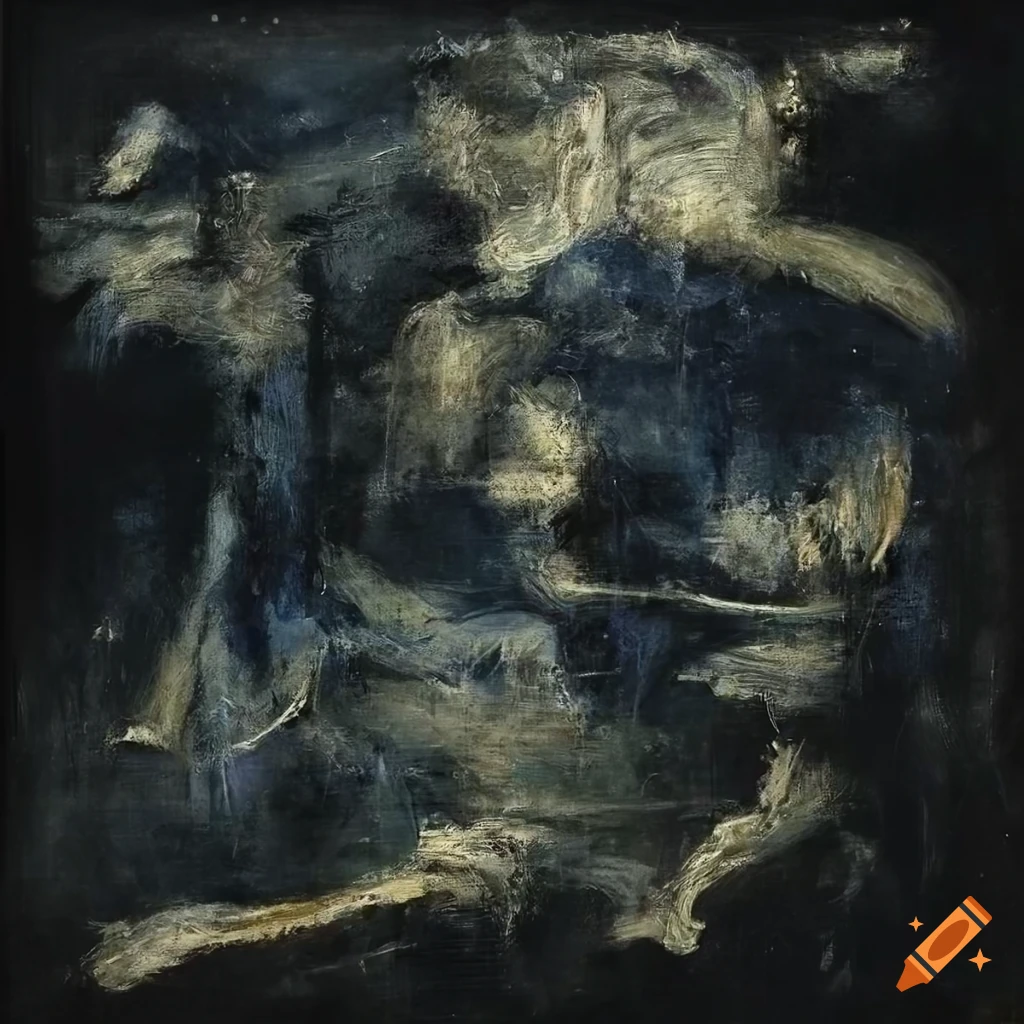 Abstract expressionistic oil painting with scratched wool canvas texture on Craiyon