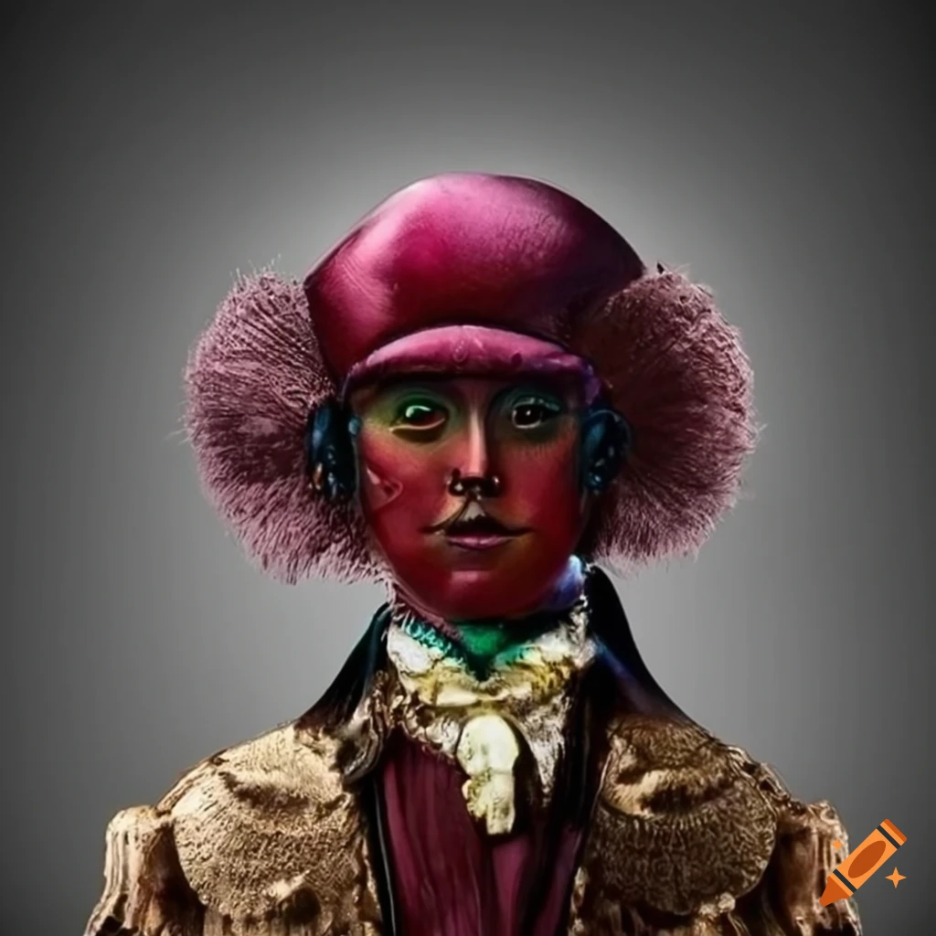 Portrait of a baroque aristocrat insect man with jewel beetle butterfly ...