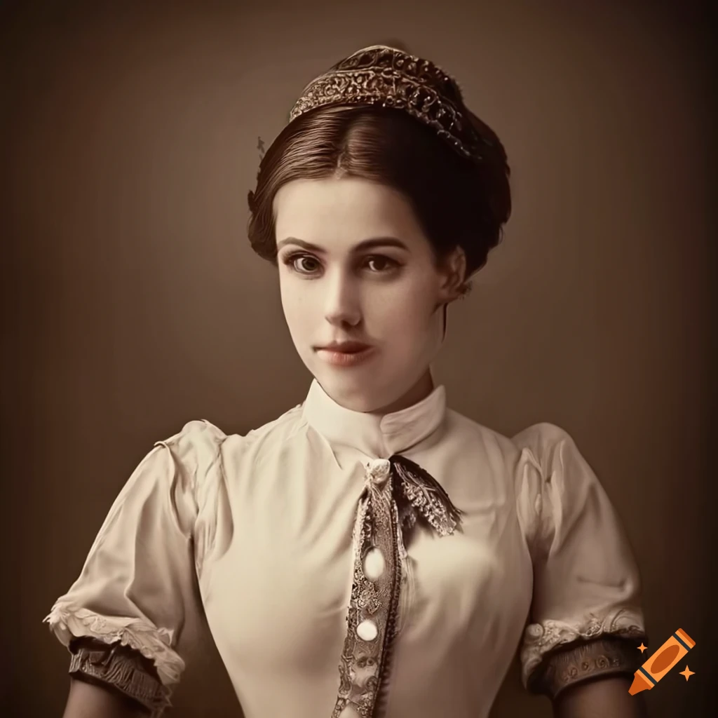 Victorian portrait of a pretty woman in a vintage waiter uniform on Craiyon