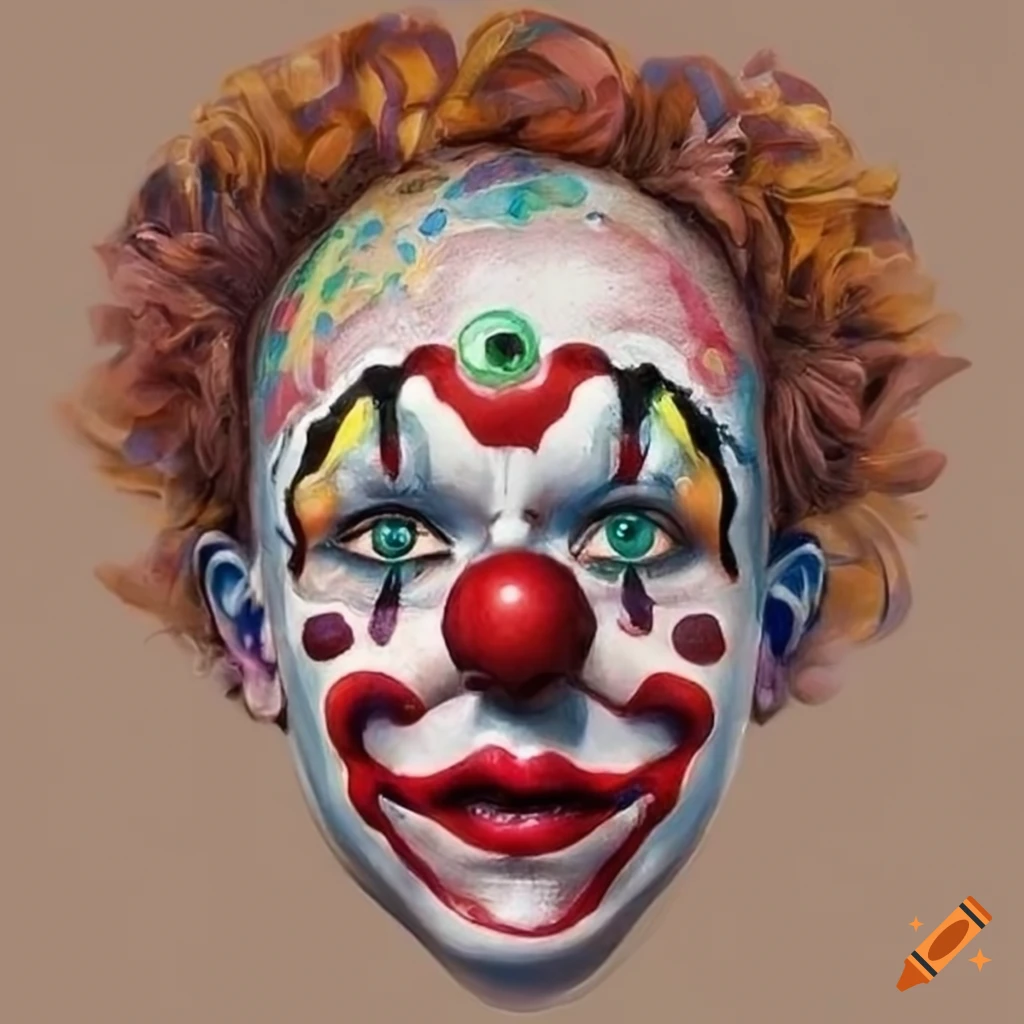 Exquisitely painted clown face with mesmerizing patterns on Craiyon