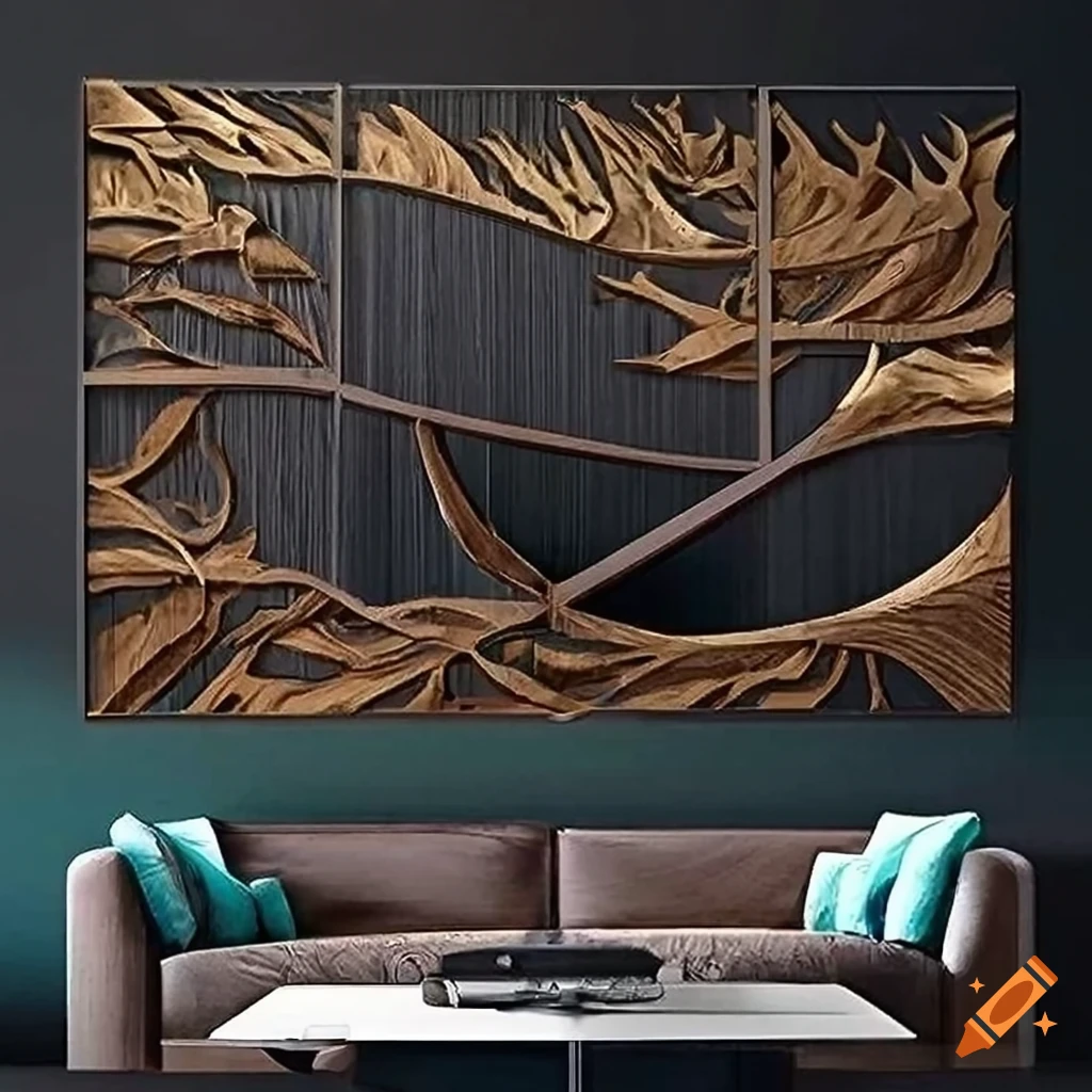 Luxurious wall art crafted from rich black walnut wood with elegant ...