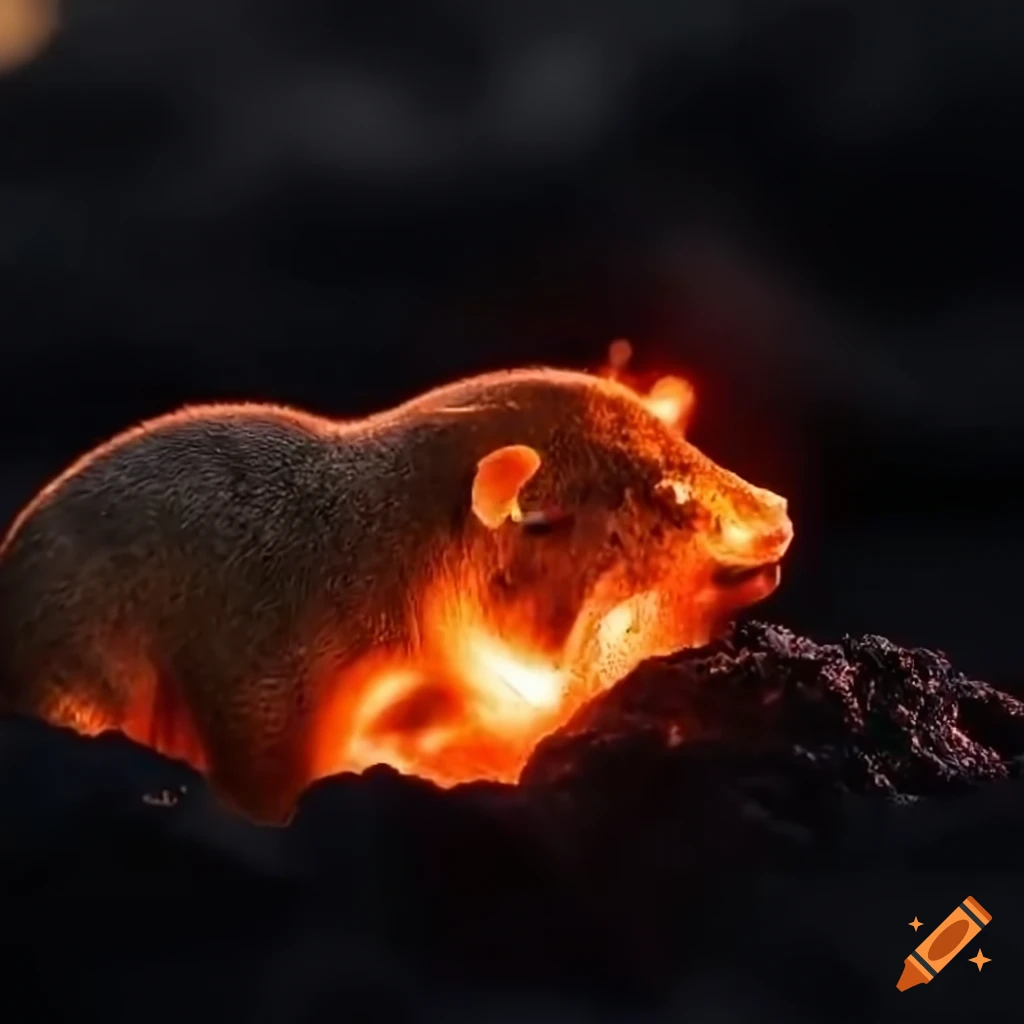 Carnivore creature in a lava world resembling a mix of mice and rabbit ...