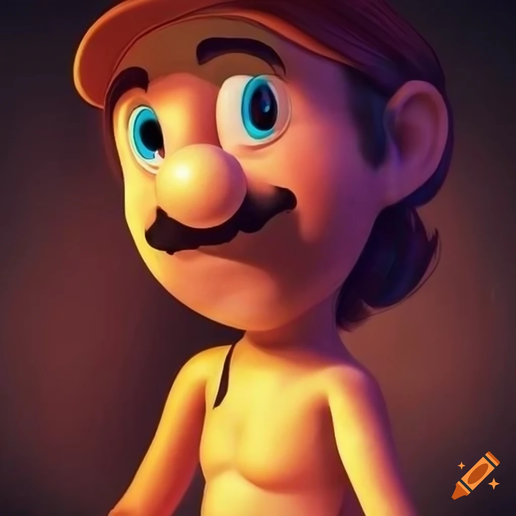 Melancholic character reminiscent of Mario with sad expressions and ...