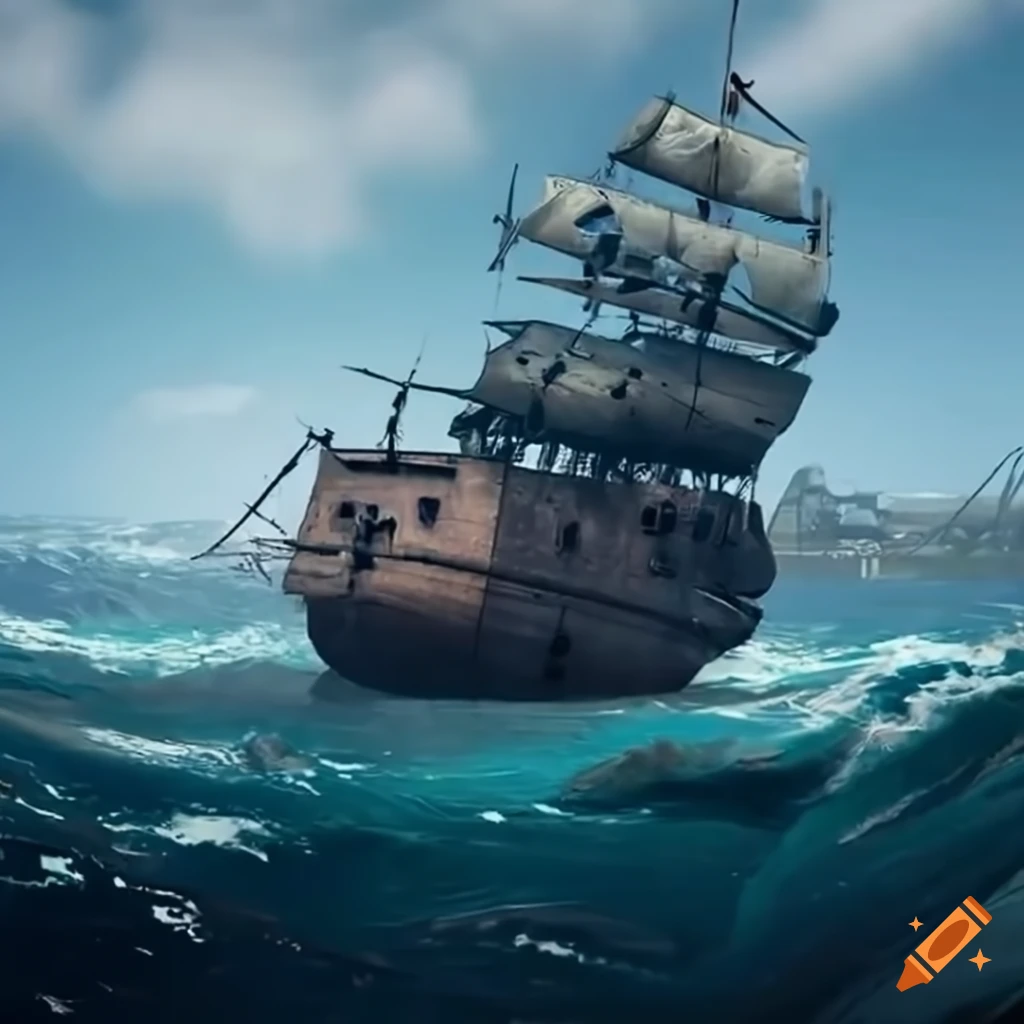 Player in a pubg battlefield on a crashed ship amidst stormy seas on ...