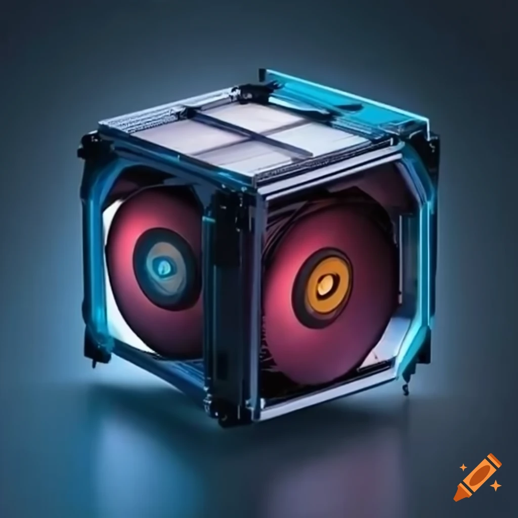 Liquid cooling system cube for high-performance video card chip on Craiyon