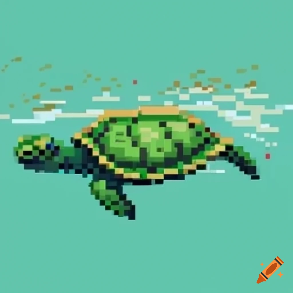 Swimming green turtle in NES 8bit pixel art style on Craiyon