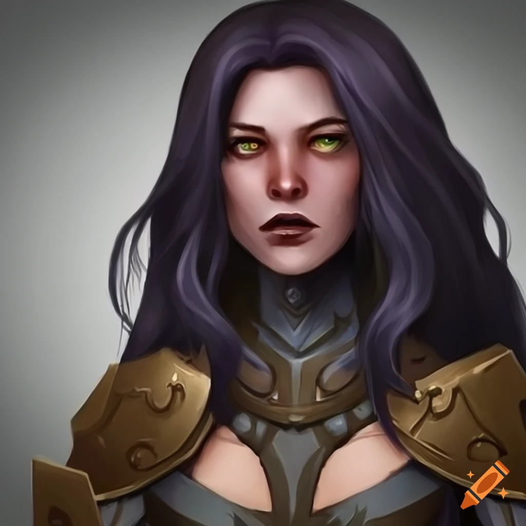 Female Eldritch Knight human character with long dark hair and tan skin ...