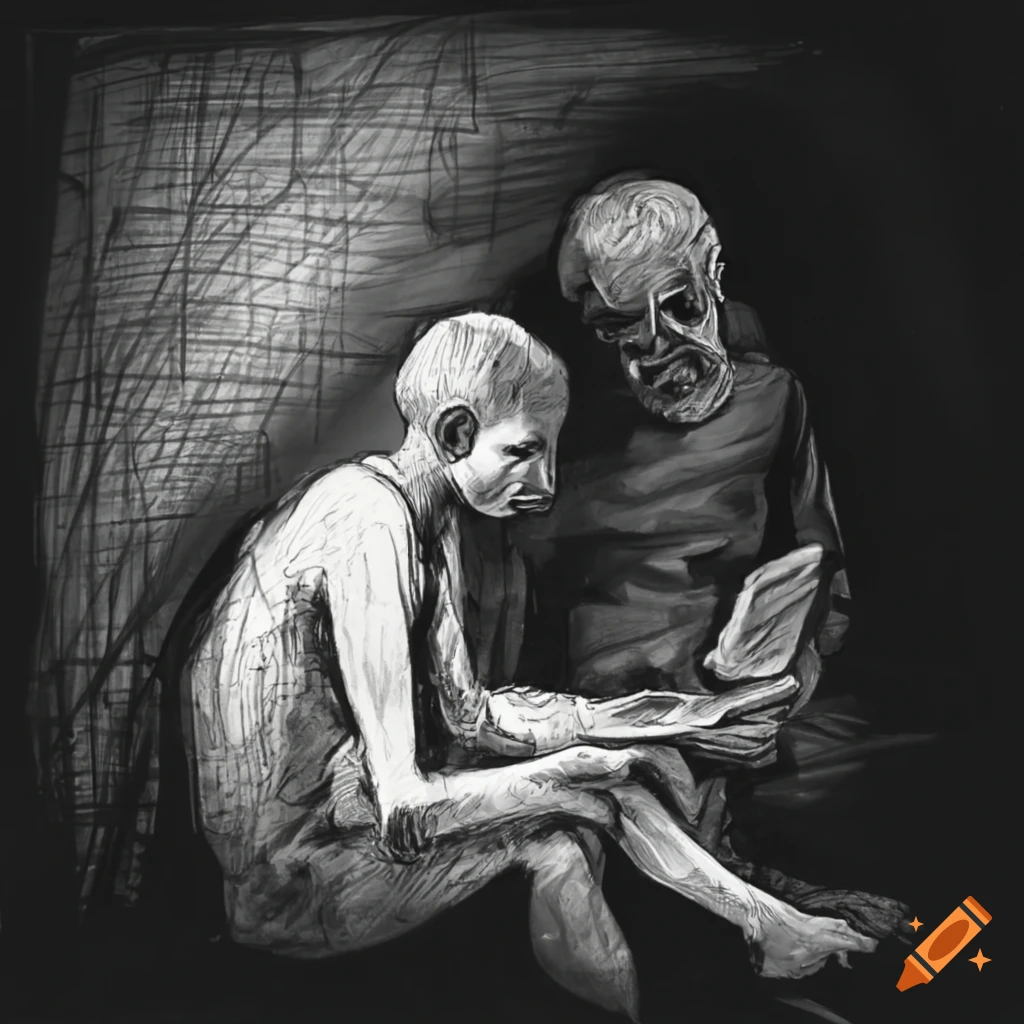 Two men having a conversation, one sad and crying, while the other ...