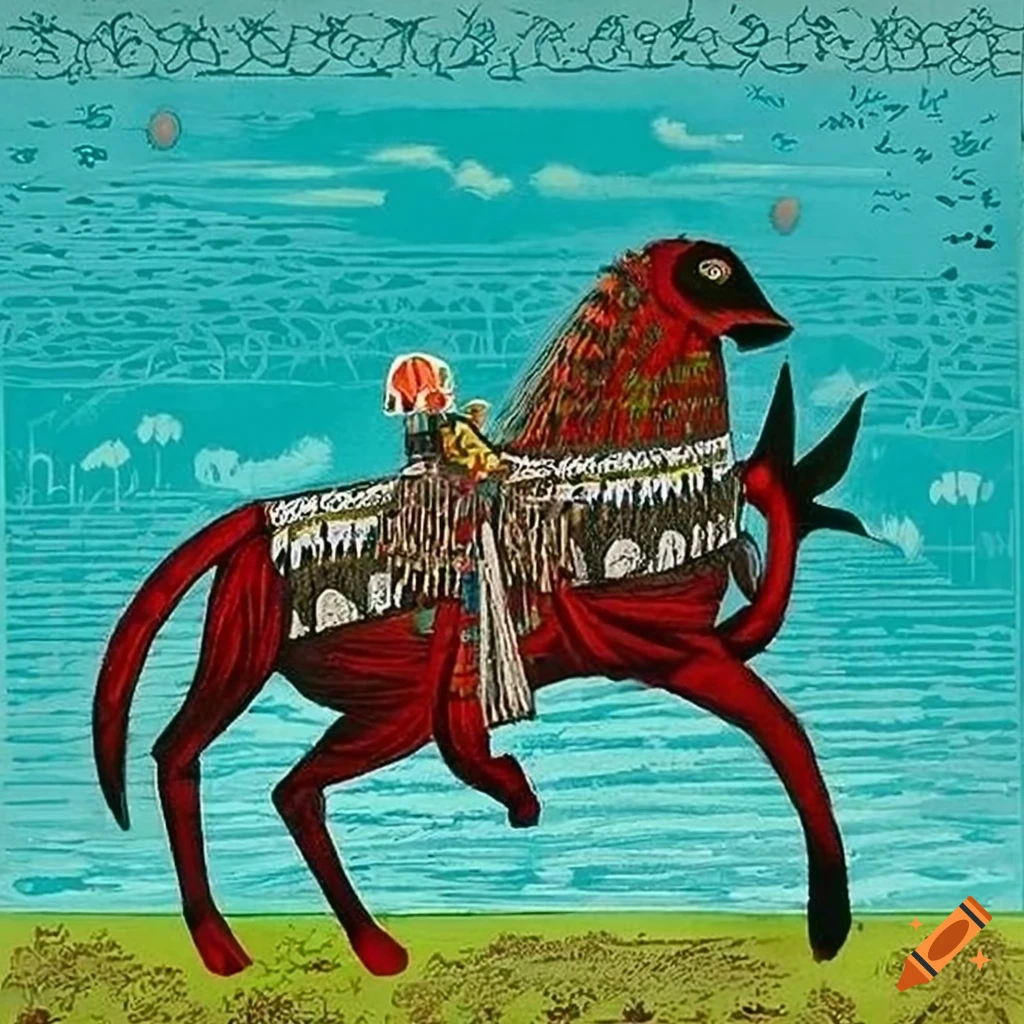 Lithograph merging salish and russian fairytale motifs with spirit ...